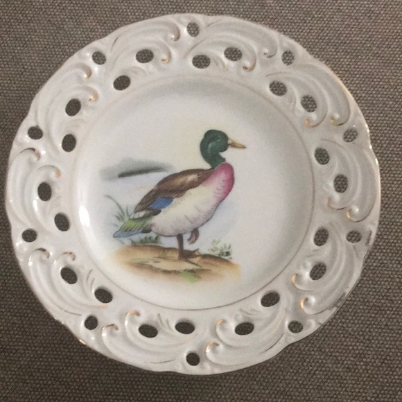 Accents | Vintage Porcelain Hand Painted Mallard Duck Plate With Gold ...